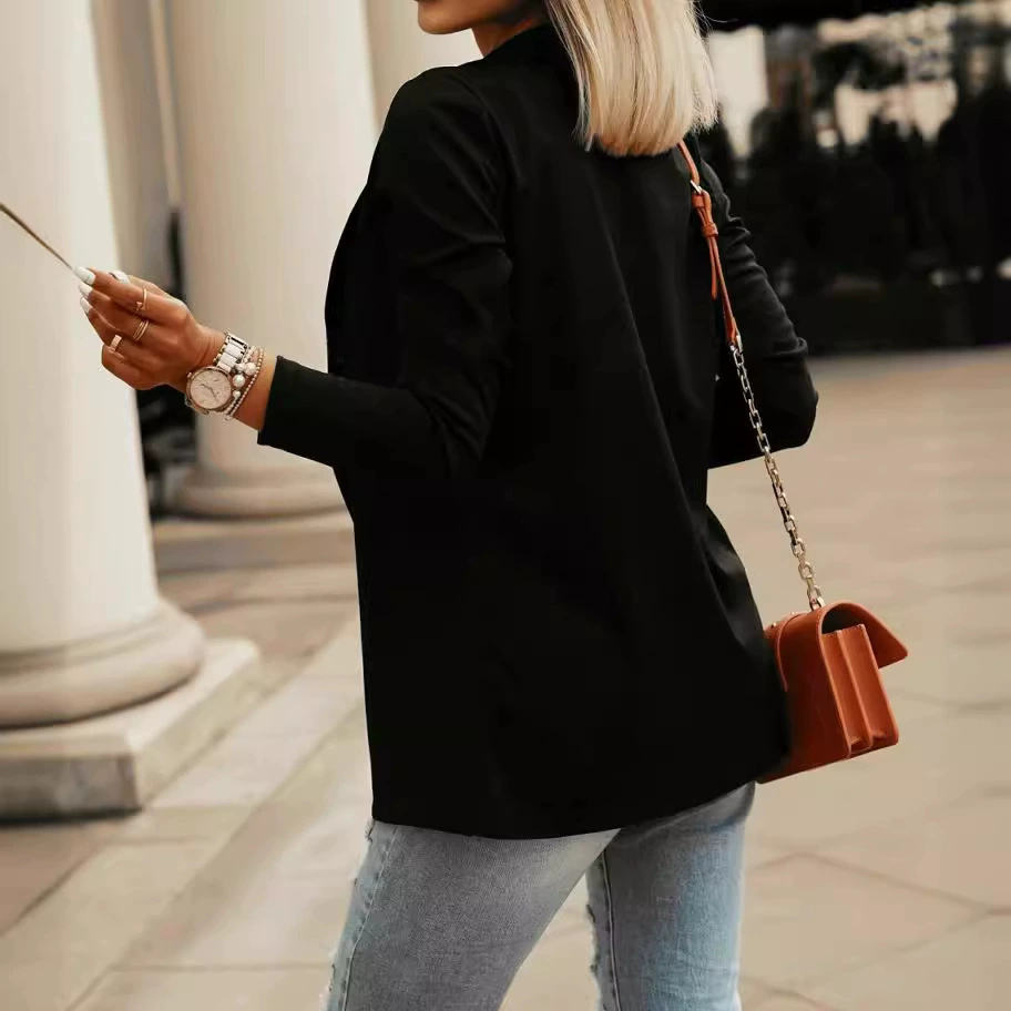 Grlasen Women's Casual Long Blazers Ruched 3/4 Sleeve Lapel Oversized ...