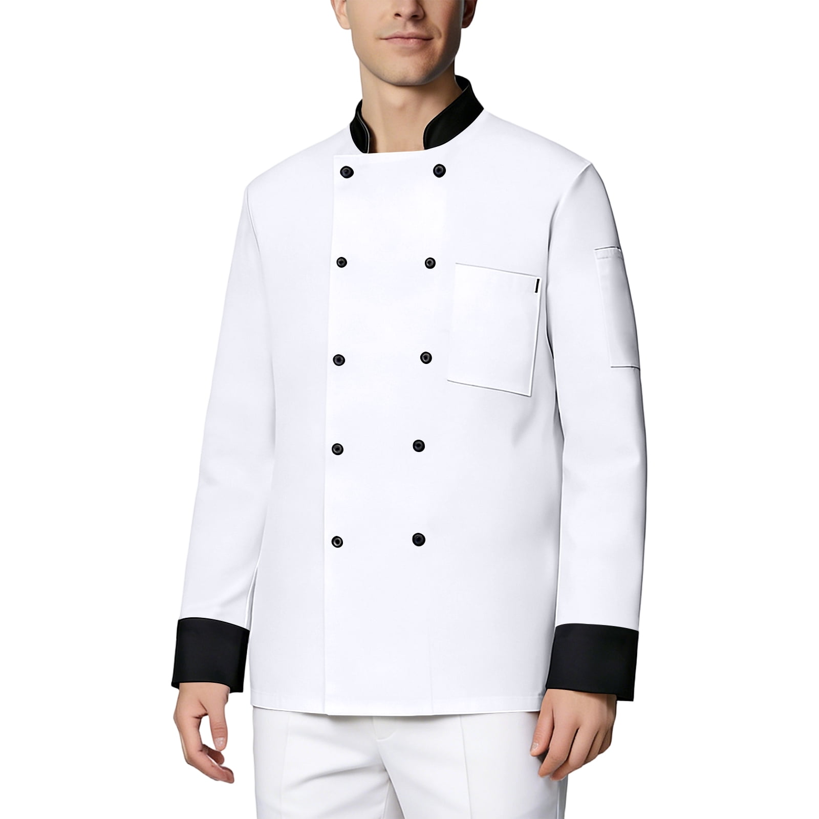 GrmtClth Chef Coat Men Double-Breasted Bakery Cook Shirts Long Sleeve ...