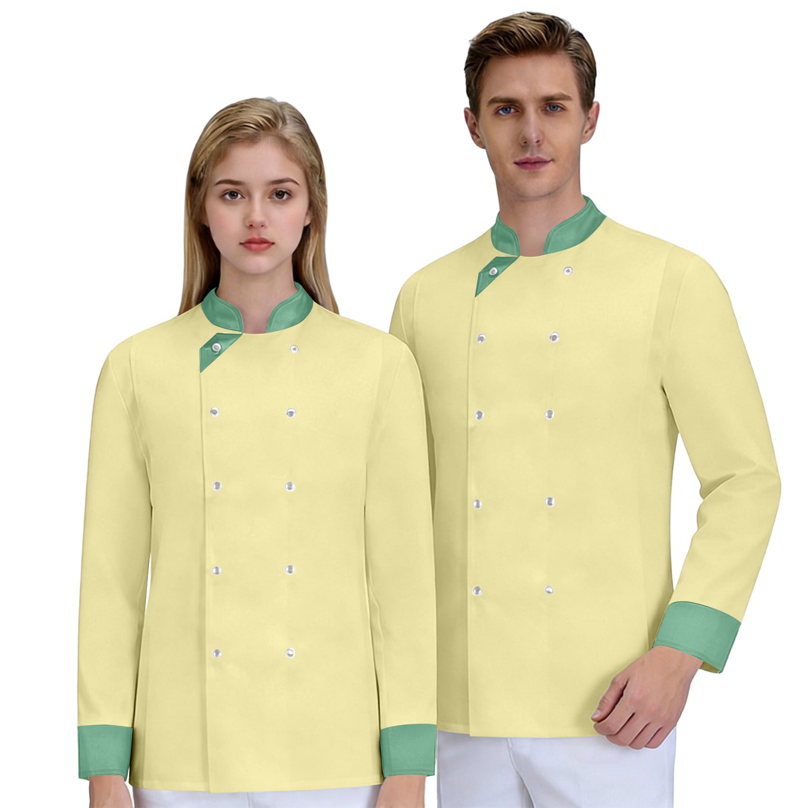 GrmtClth Chef Coats for Men Double-Breasted Kitchen Cook Coat Long ...