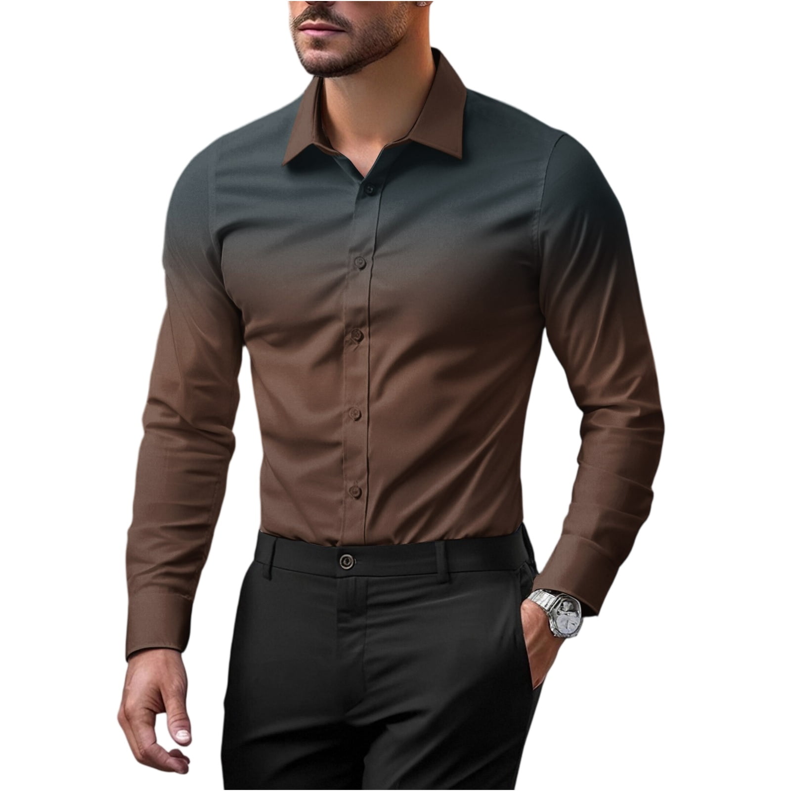 GrmtClth Dress Shirts for Men Long Sleeve Regular Fit Button Down Shirt ...