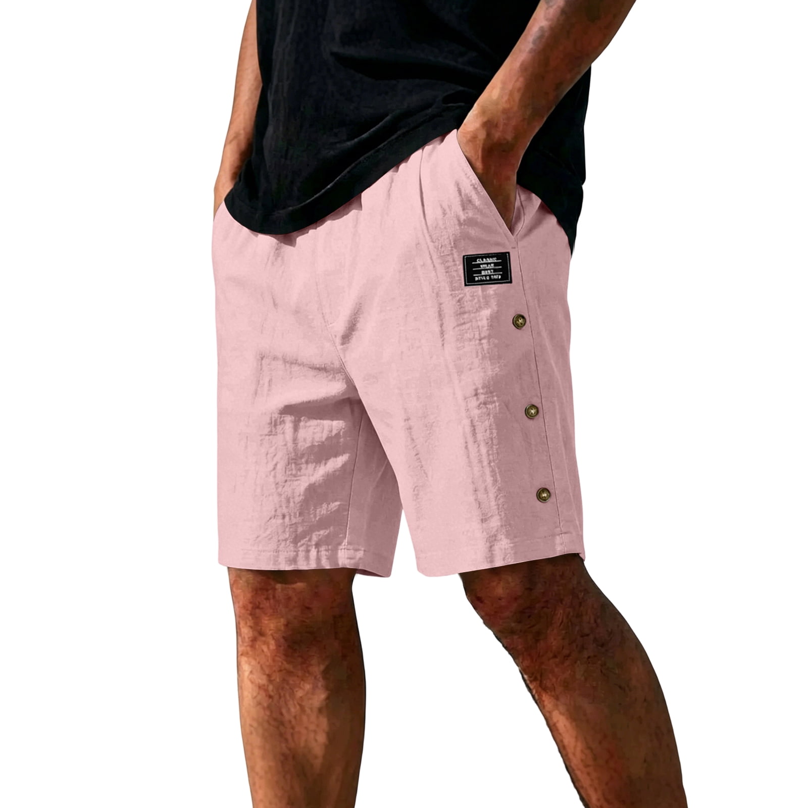 GrmtClth Men's Casual Shorts Daily Wear Loose Natural Linen Fabric ...