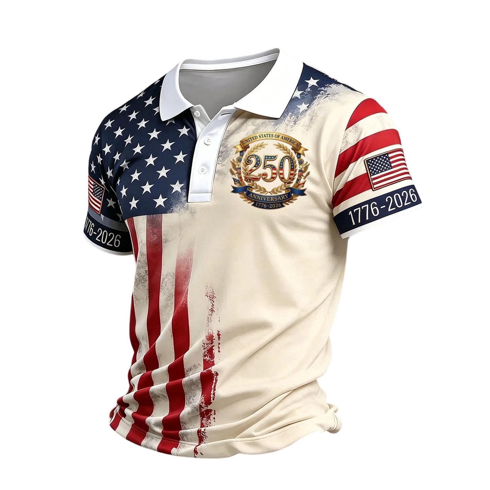 GrmtClth Mens American Flag 250th Anniversary Polo Shirt Short Sleeve ...
