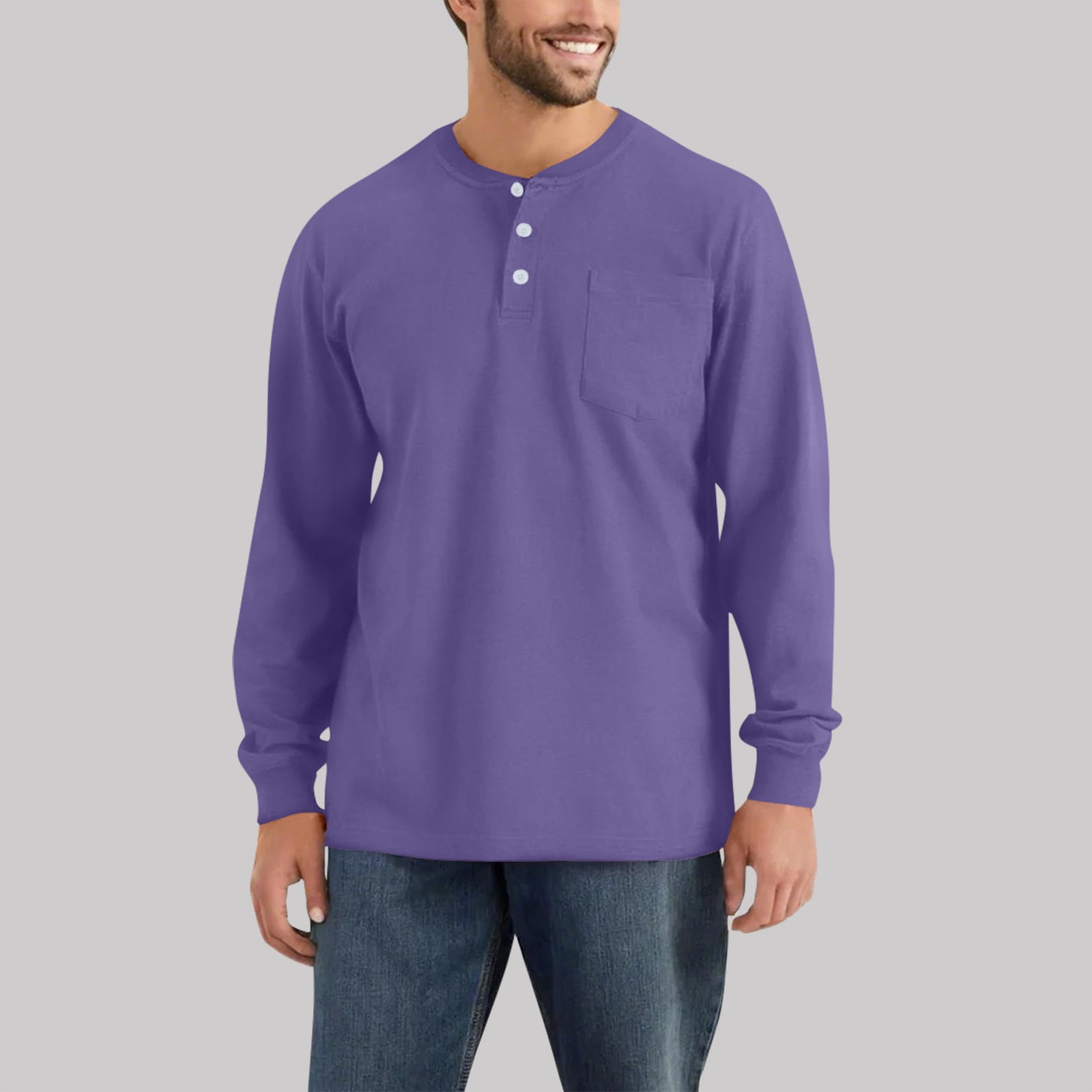 GrmtClth Mens Henley Shirts Casual Long Sleeve Button Up T-Shirts Soft ...
