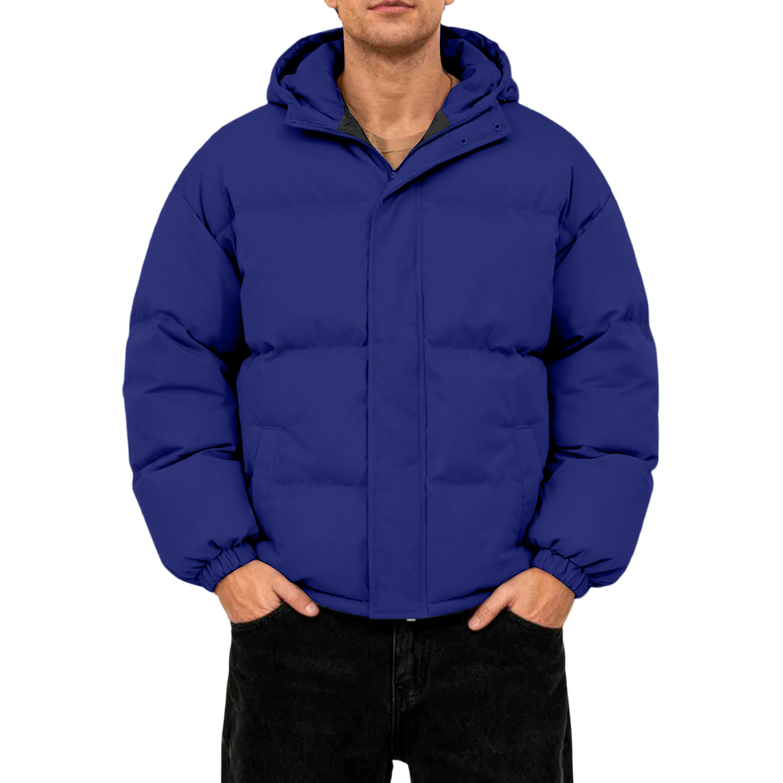 GrmtClth Mens Winter Jacket Thick Warm Full Zip Puffer Jackets Relaxed ...
