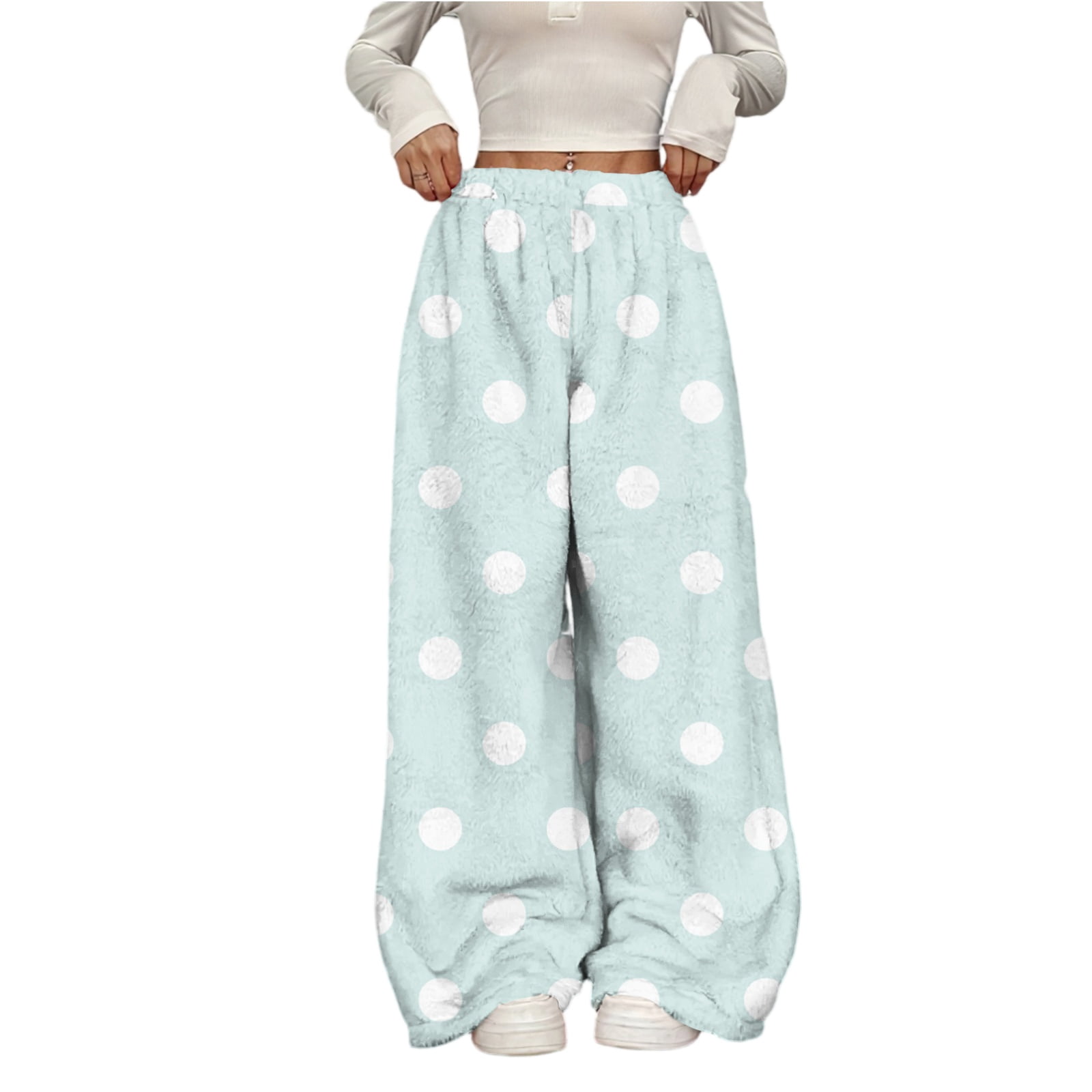 GrmtClth Plush Wide Leg Pants for Women Cozy Lounge Comfy Long Pants ...