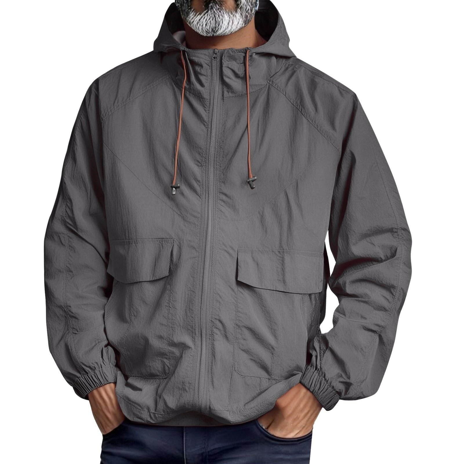 GrmtClth Rain Jacket Men Water-Resistant Lightweight Wind Breakers 2025 ...