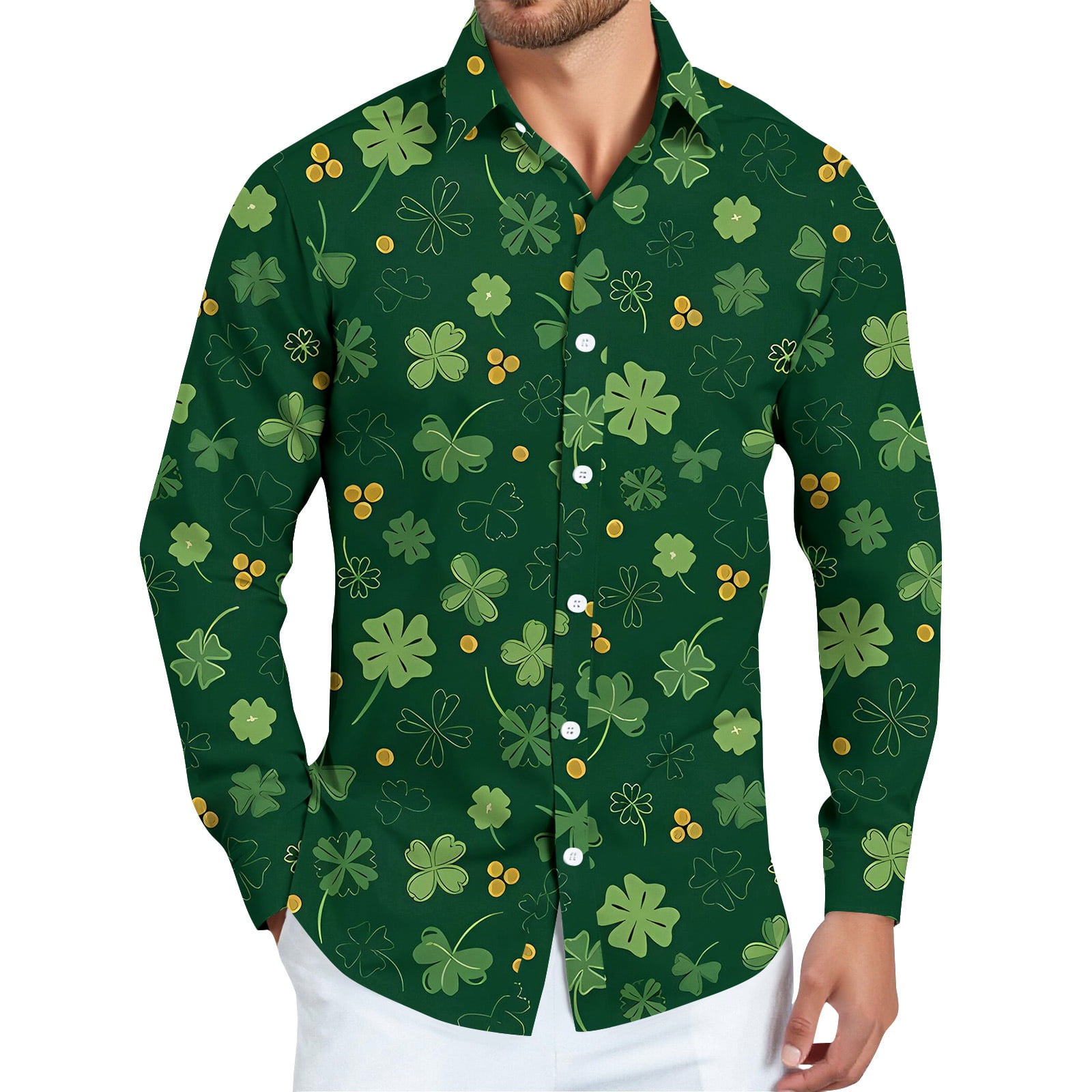 GrmtClth St Patrick's Day Mens Dress Shirts Fashion Irish Shamrocks ...