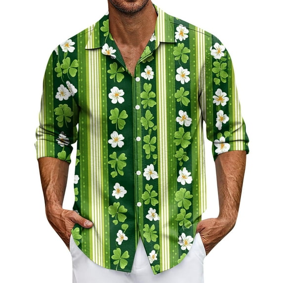 GrmtClth St Patrick's Day Mens Long Sleeve Button Down Shirts Classic ...