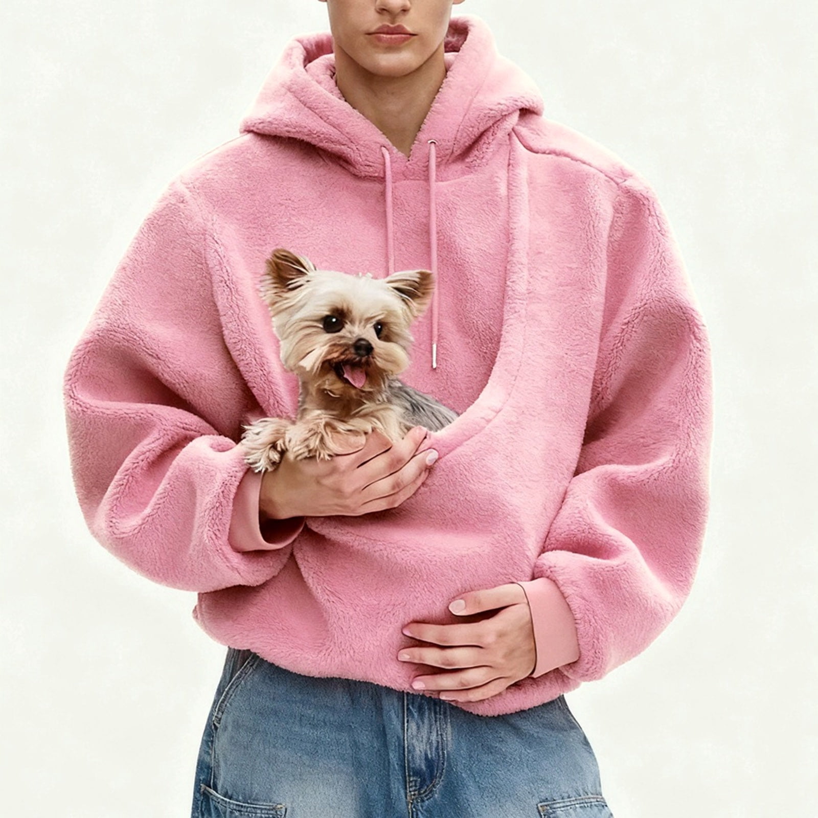 GrmtClth Unisex Pet Pouch Hoodie Fuzzy Fleece Carry Pouch Puppy Holder ...