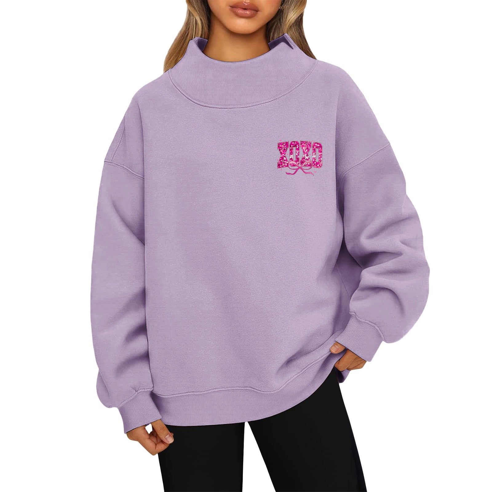 GrmtClth Womens Mock Neck Sweatshirt Lovely Graphic Sweatshirts Loose ...