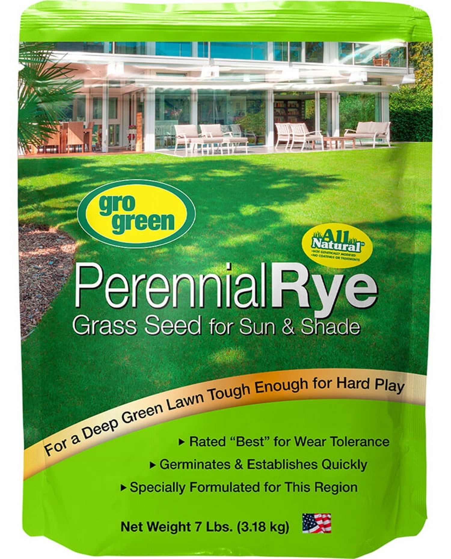 Gro Green Grass Seed Perennial Rye Grass, 7 lb - Fast-Growing - Walmart.com