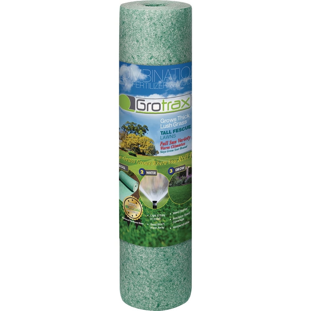 Gro Trax Big Roll: 100 Sq. Ft. Lawn Cover, All-In-One Fescue Grass Seed ...