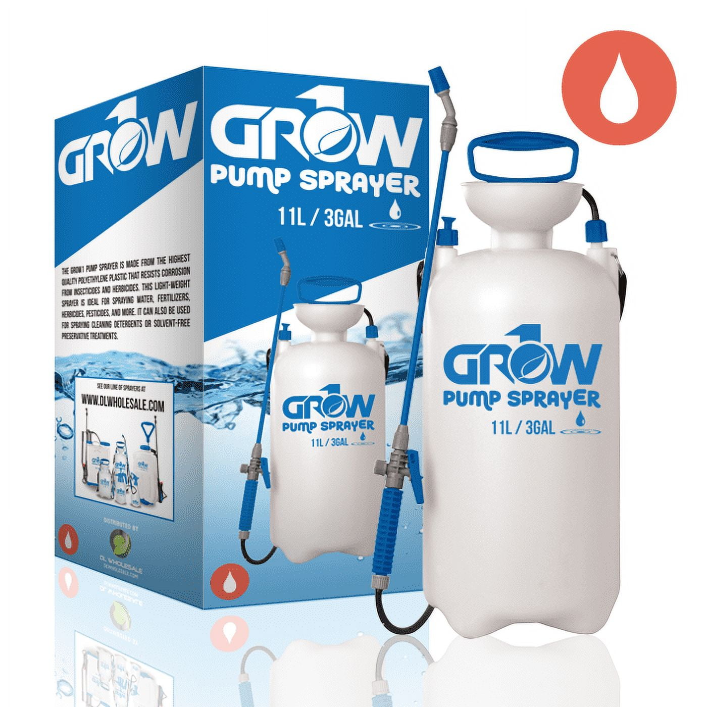 Gro1 3 Gallon Plant Grow Hydroponic Water Fertilizer Pump Sprayer ...