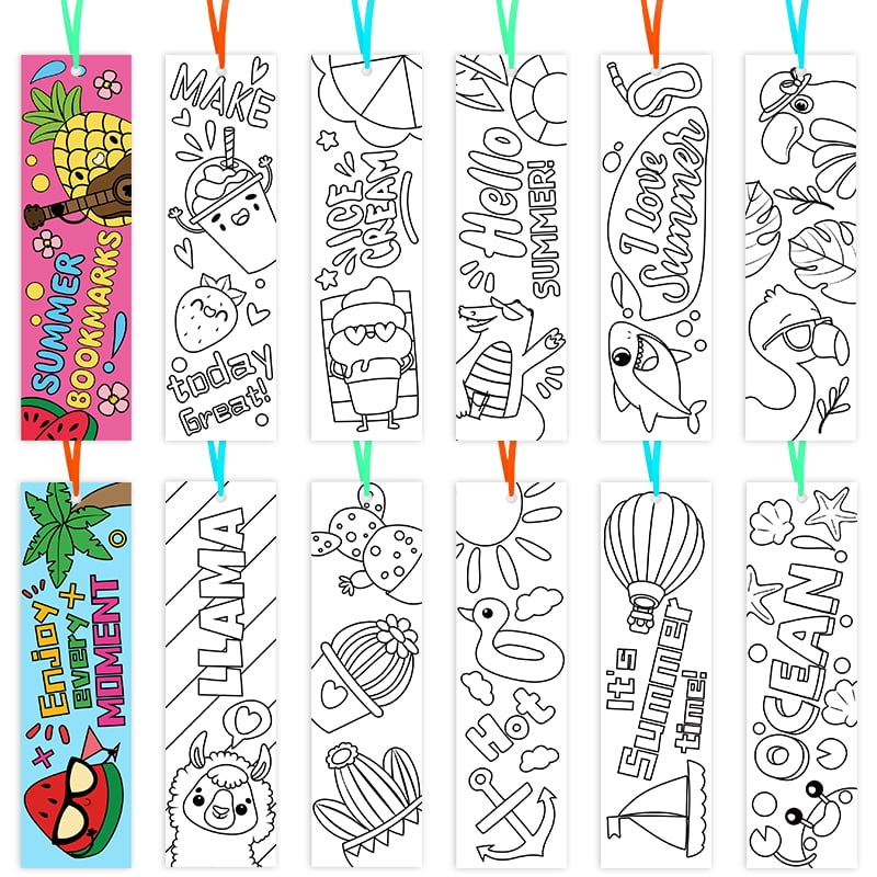 Grobro7 DIY Multicoloured Bookmarks Summer Themed Bookmarks, Black and ...