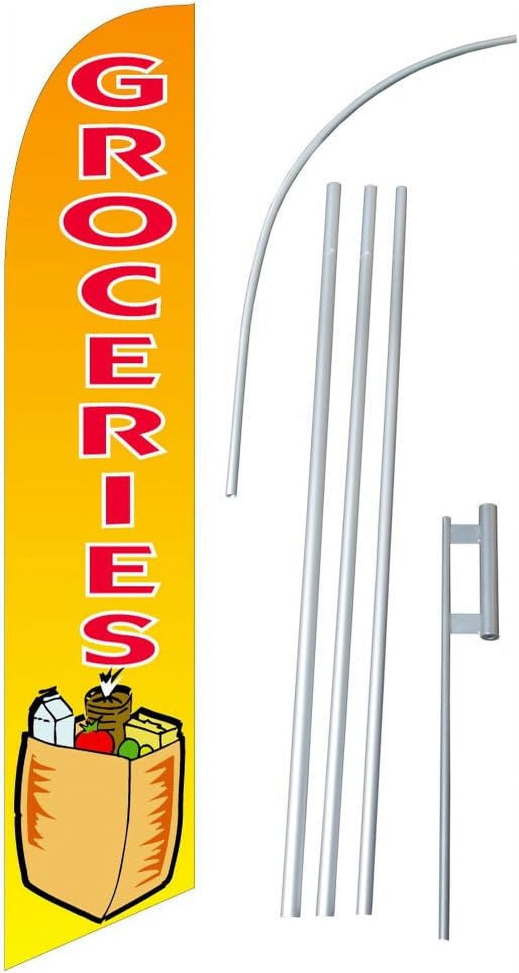 Groceries 12-Foot Super Swooper Flag with Heavy-Duty 15-Foot Pole and ...