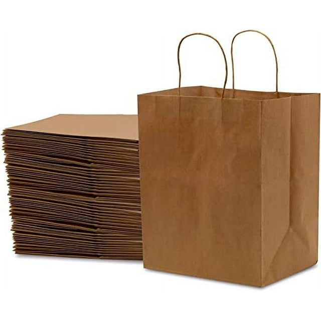 Grocery Bags 10x6.75x12 Inches 250Pcs, with Handle - Heavy Duty Kraft ...