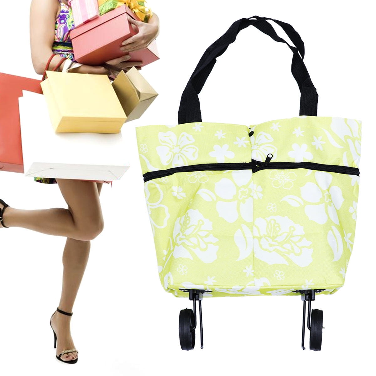 Grocery Cart on Wheels Foldable Hand Truck Shopping Shoulder Bag Bags ...