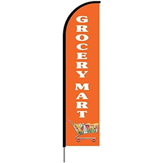 Grocery Mart Sign - Feather Flag Swooper Banner Pole Kit Outdoor ...