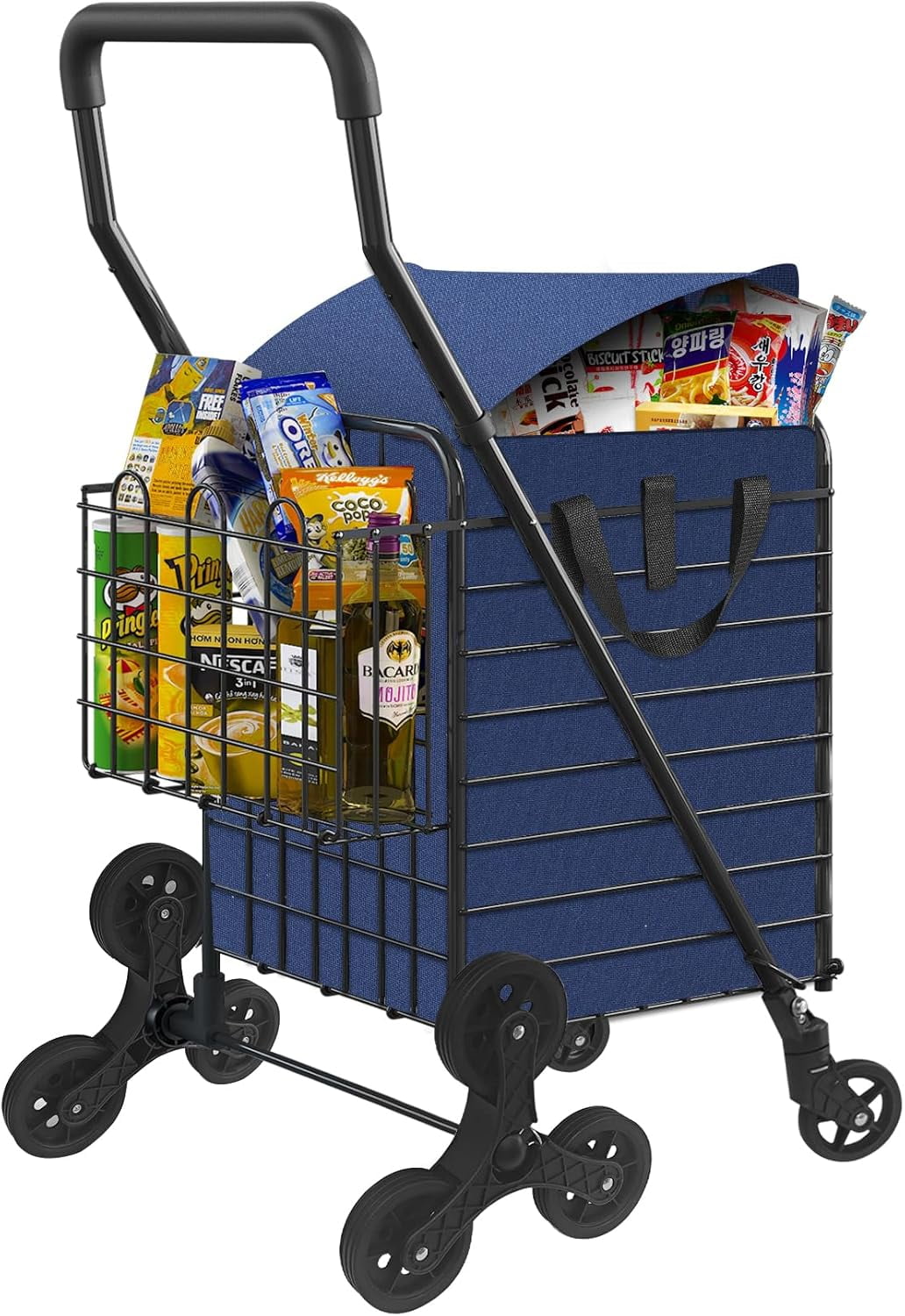 Grocery Shopping Cart with Waterproof Liner Stair Climber Utility Cart ...