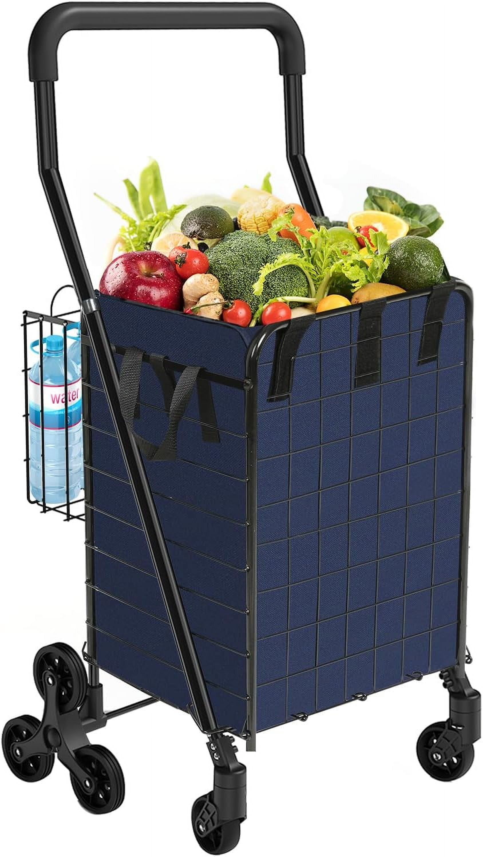Grocery Shopping Cart with Waterproof Liner Stair Climber Utility Cart ...
