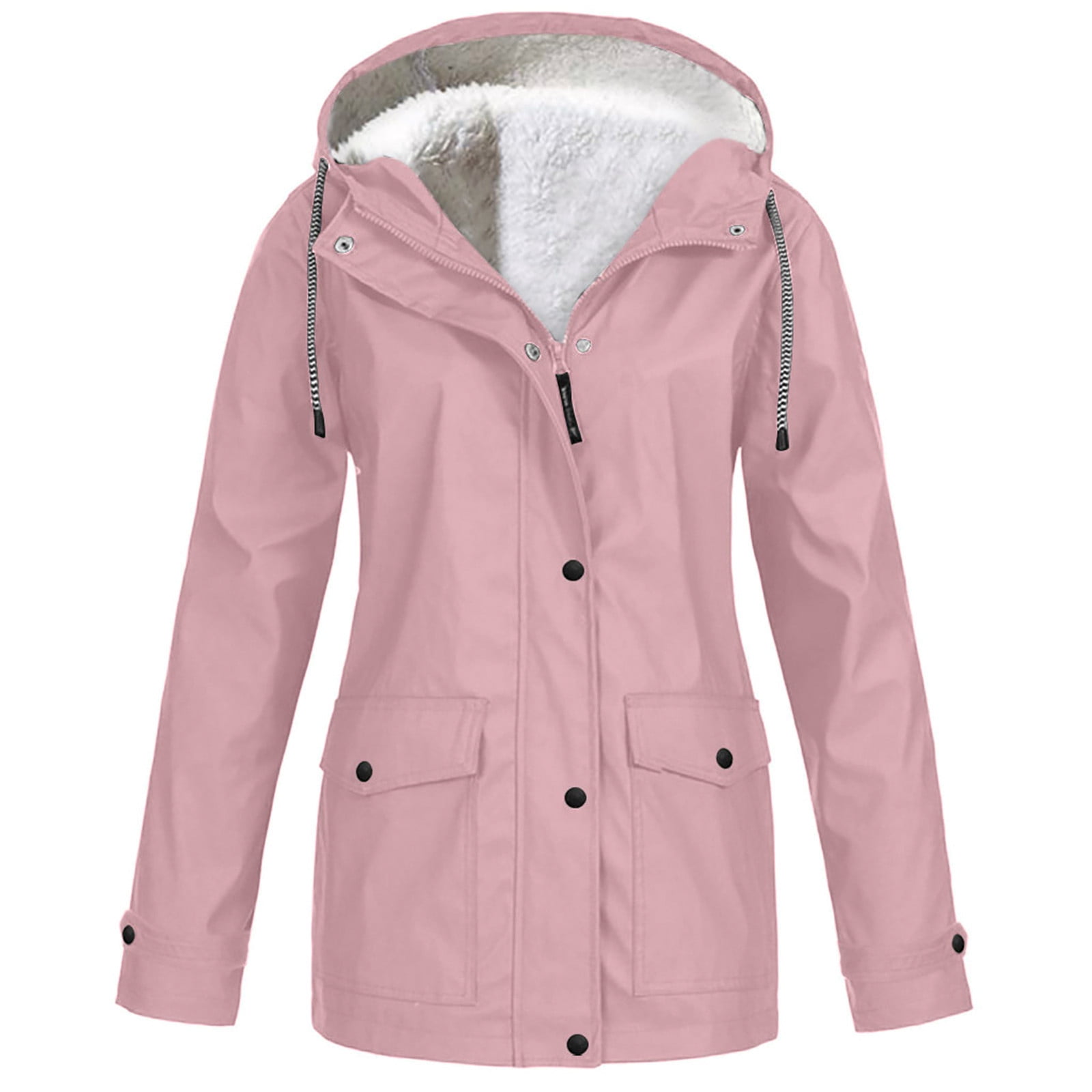 Grocery Store Worker Essentials Women Rain Jacket with Hood Solid Rain ...