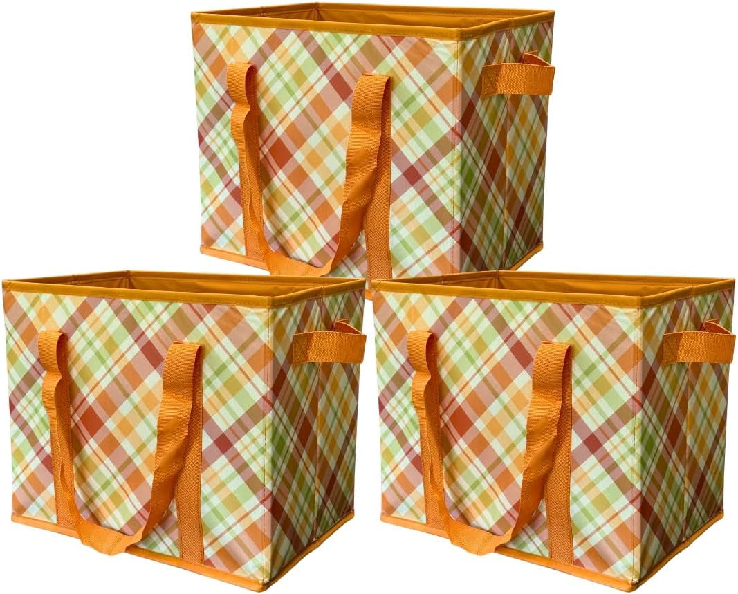 Grocery Tote 3-Pack -Purpose Collapsible Totes with Handles Kitchen ...
