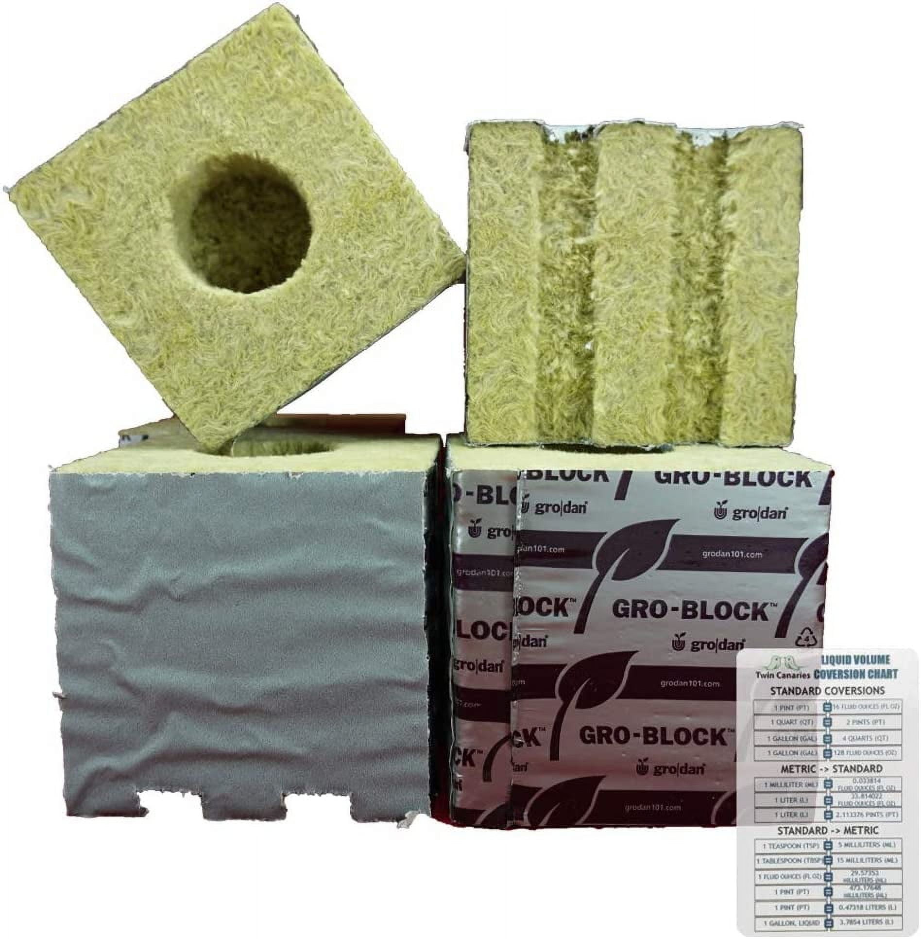 Grodan Rockwool Delta GRO Blocks | 4" Cube - Pack of 36 | + Twin ...