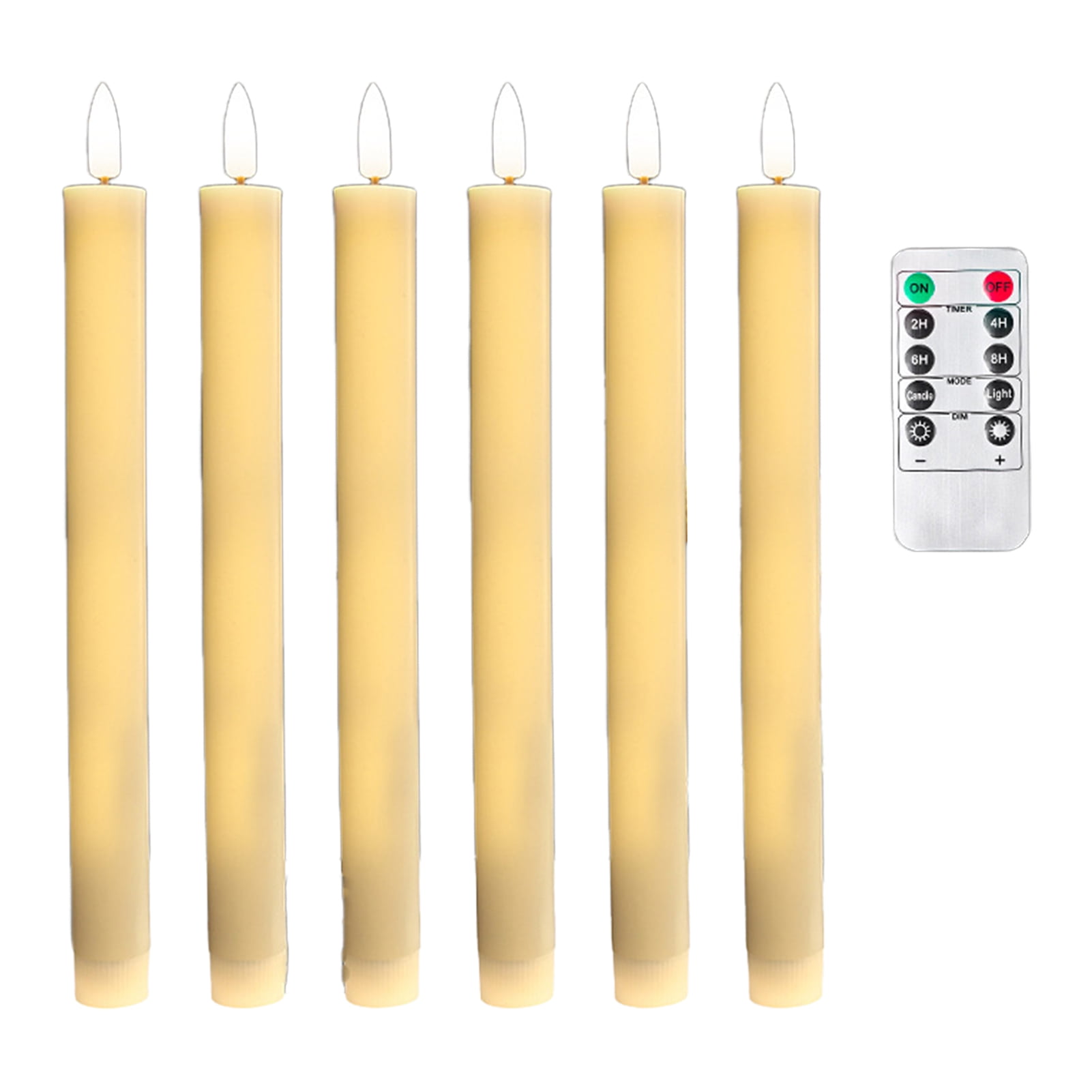 Grofry 6 Pcs Flameless Taper Candles Battery Operated Window Fake ...