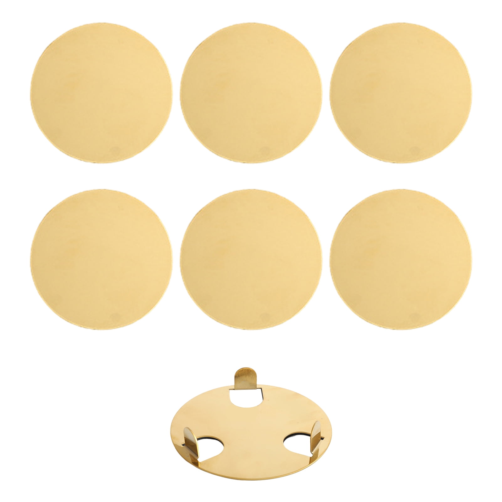 Grofry 6 Pcs Gold Stainless Steel Coasters Set with Holder Modern ...
