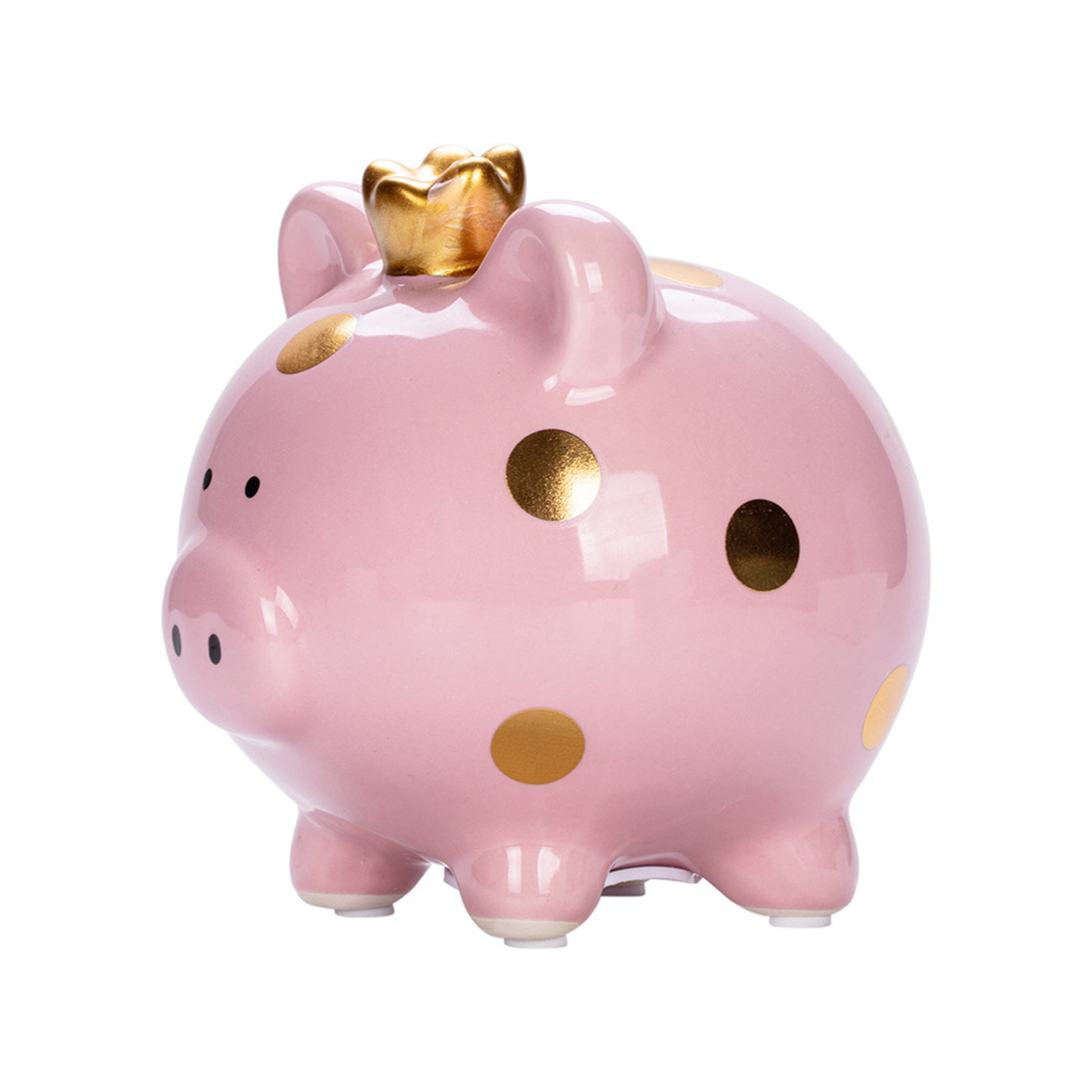 Grofry Ceramic Crown Pig Piggy Bank Golden Dot Cartoon Pig Coin Money ...
