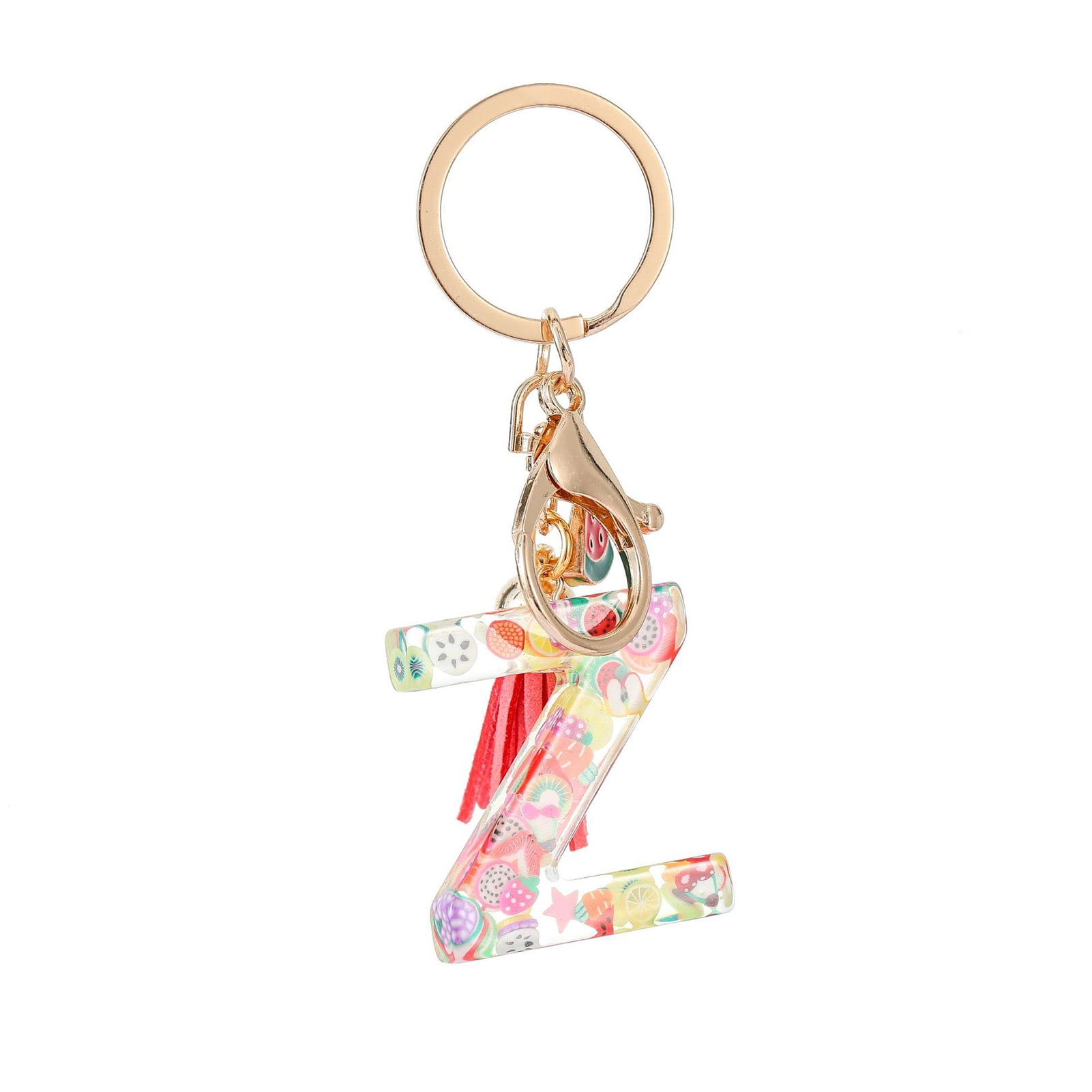 Grofry Fruit Elements Keychain Acrylic 2D Monogram Initial Letter Key ...