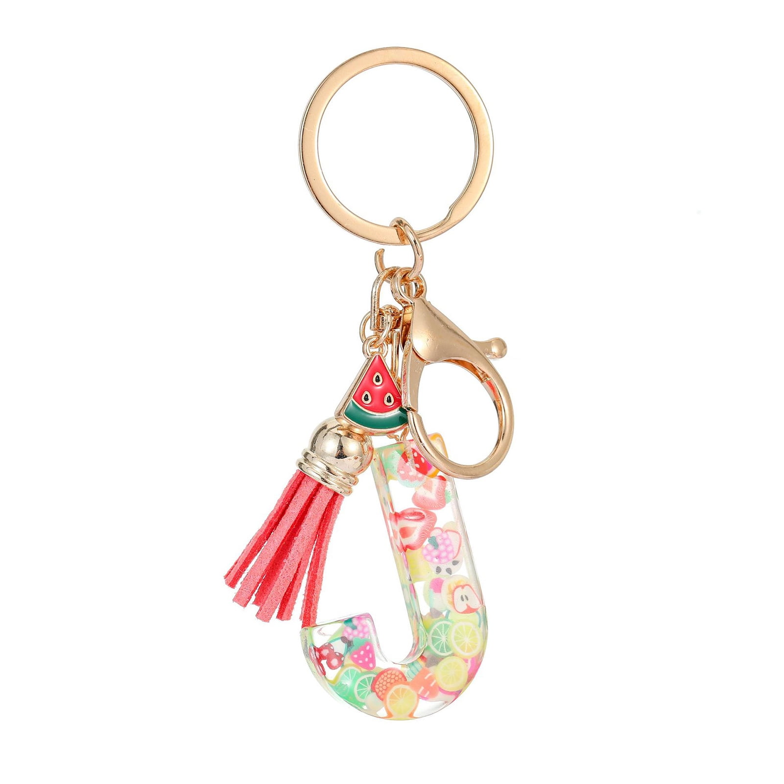 Grofry Fruit Elements Keychain Acrylic 2D Monogram Initial Letter Key ...
