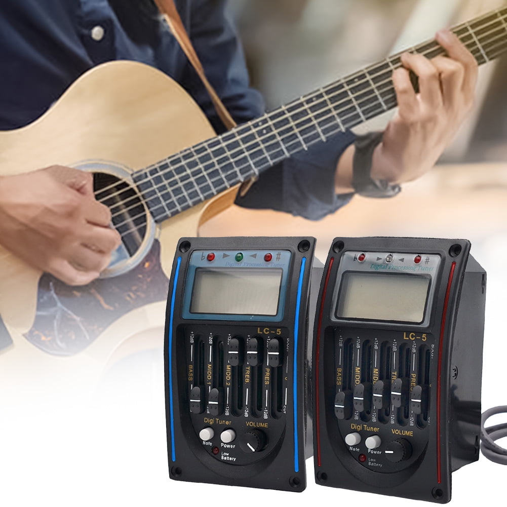Grofry LC-5 Acoustic Guitar Piezo Pickup 5 Bands Backlight Preamp EQ ...