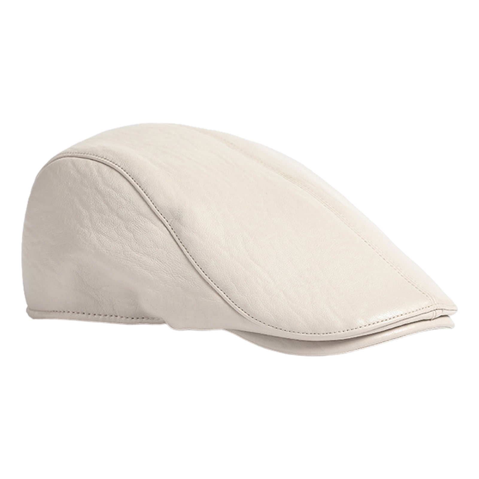 Grofry Men Hat Smooth Faux Leather Advanced Hat Mid-aged Men Beret Cold Weather Hiking Traveling ...