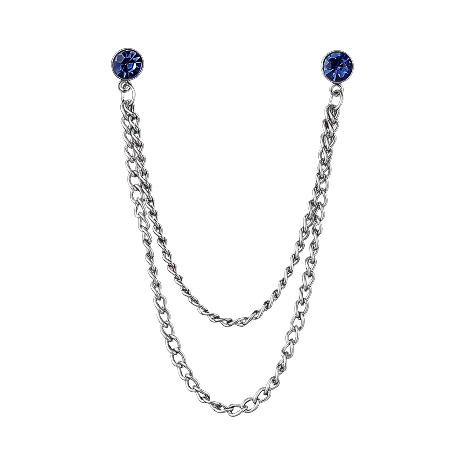 Grofry Men Suit Pin Rhinestone Decor Double Chains Anti-slip Dress-up ...