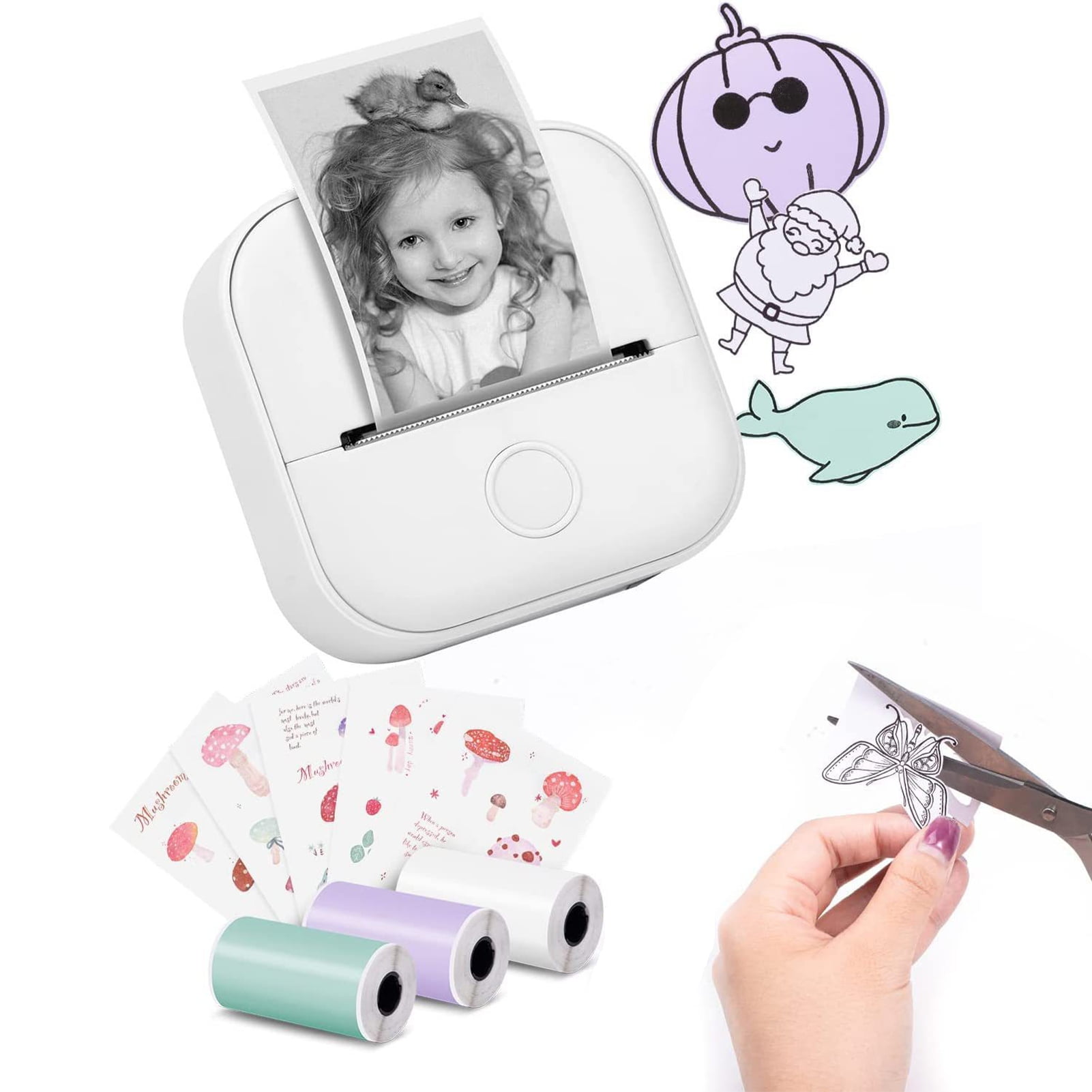 Grofry Mini Mobile Printer Mini Pocket Printer Fast Wireless Portable ...