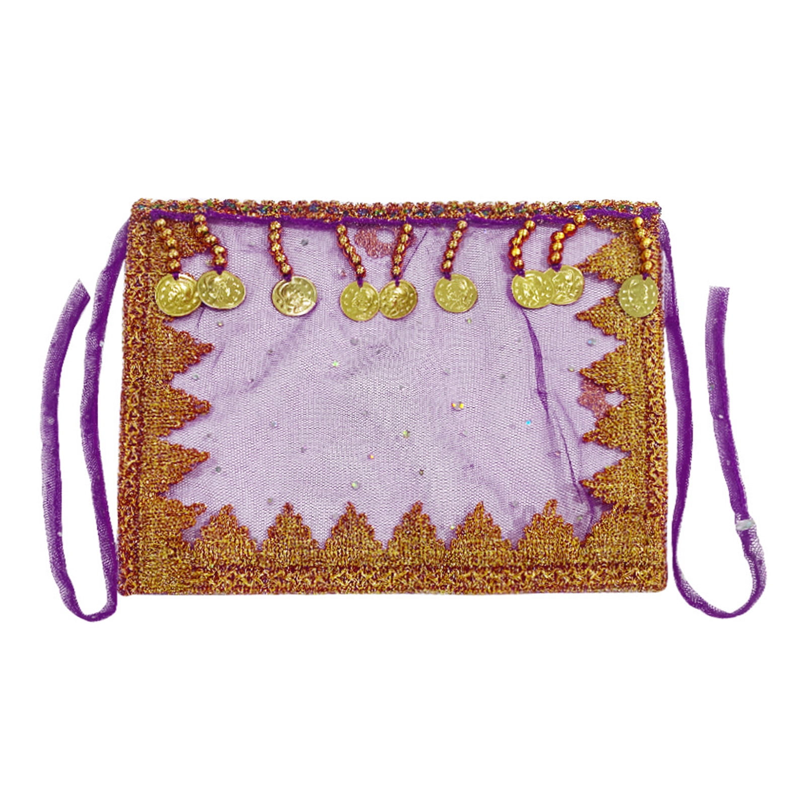 Grofry Performance Veil Sequin Decor See-through Lace Belly Dance ...