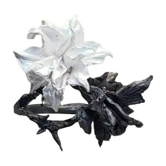 Grofry Women Ring Black And White Contrast Color Stramonium Flower ...
