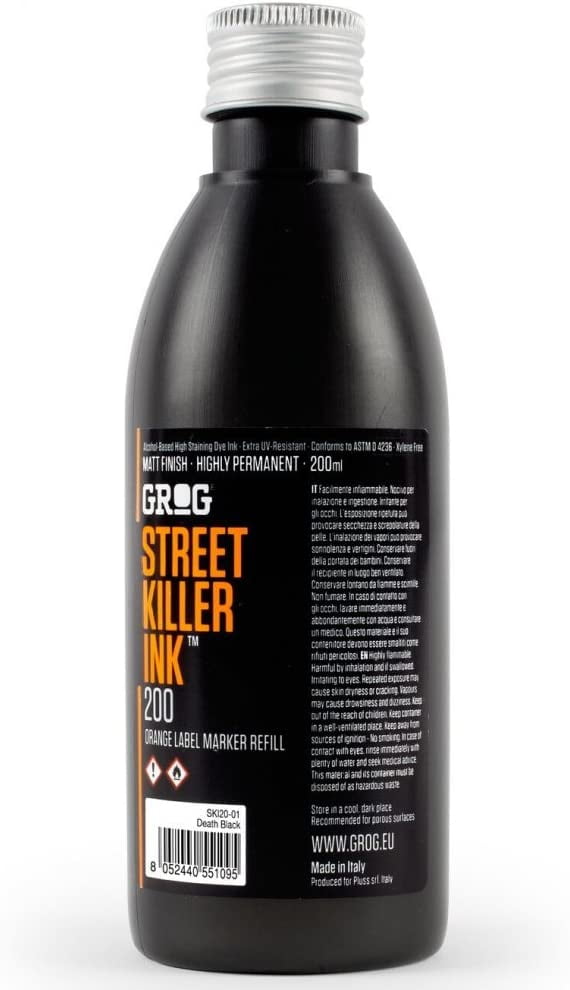 Grog Street Killer Ink - 200ml Black Color High Staining Dye Ink Marker ...