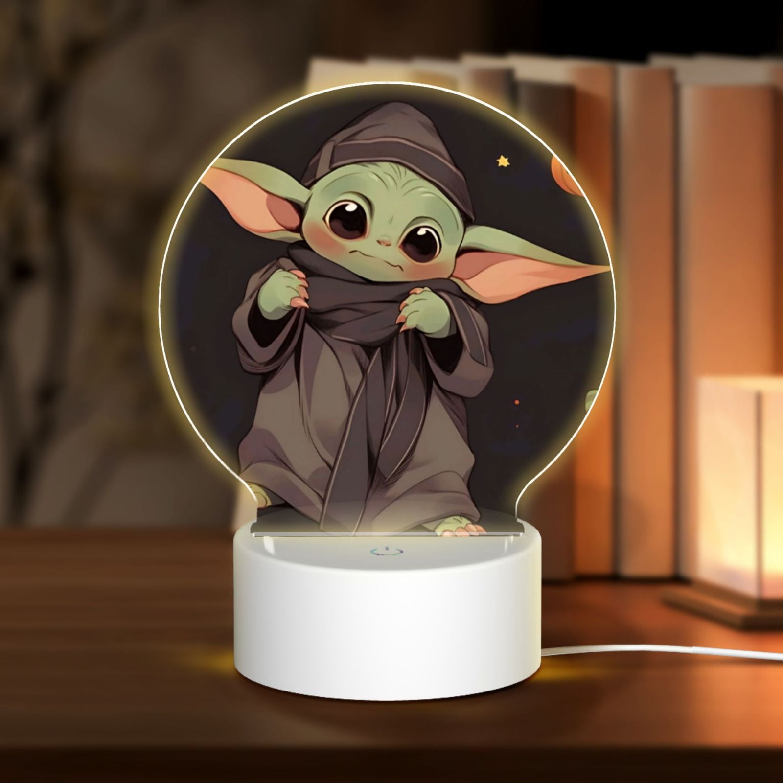 Grogu Anime Round Acrylic Night Light Is Suitable For Rooms,Restaurants ...