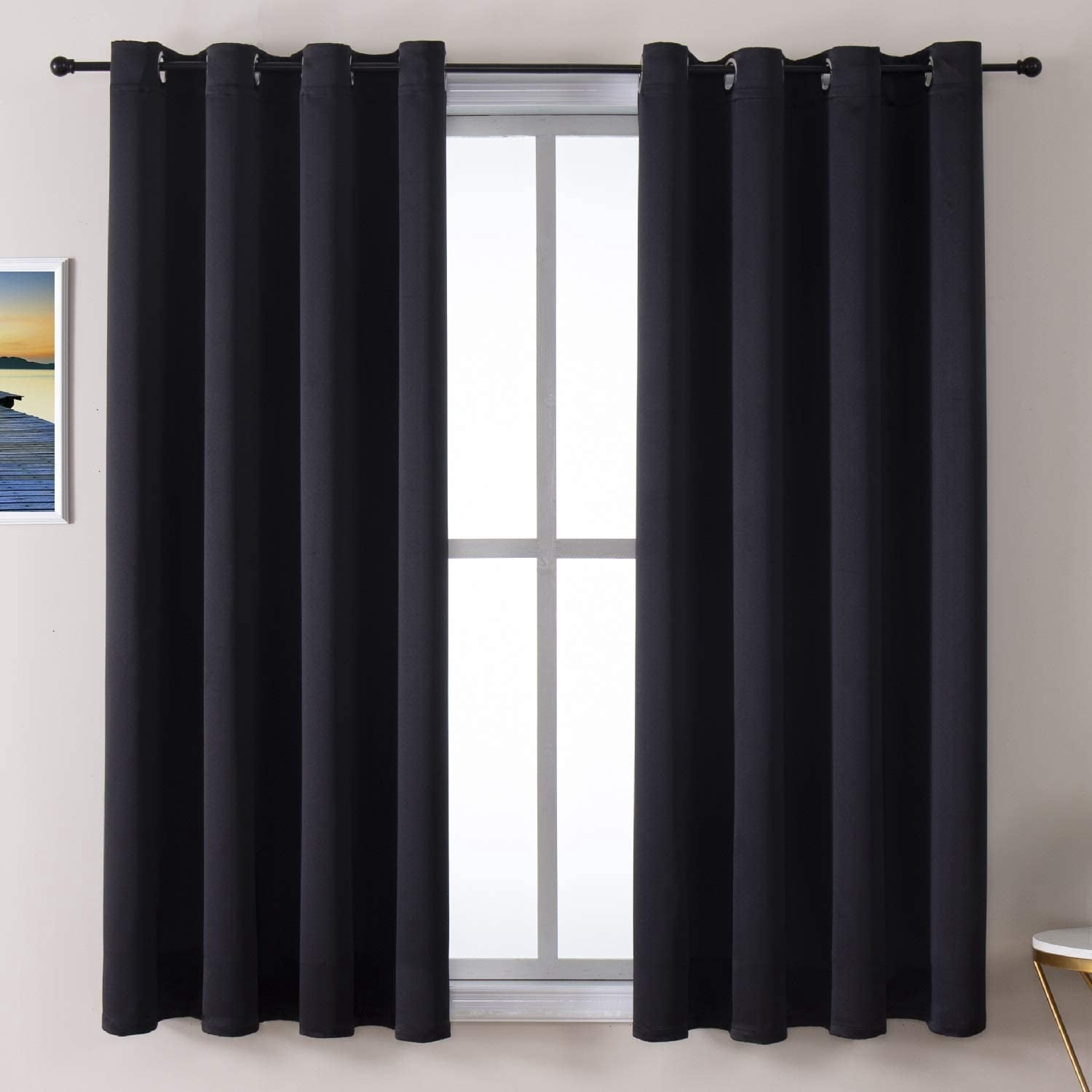 Grommet Blackout Curtains for Bedroom and Living Room - 2 Panels Set ...