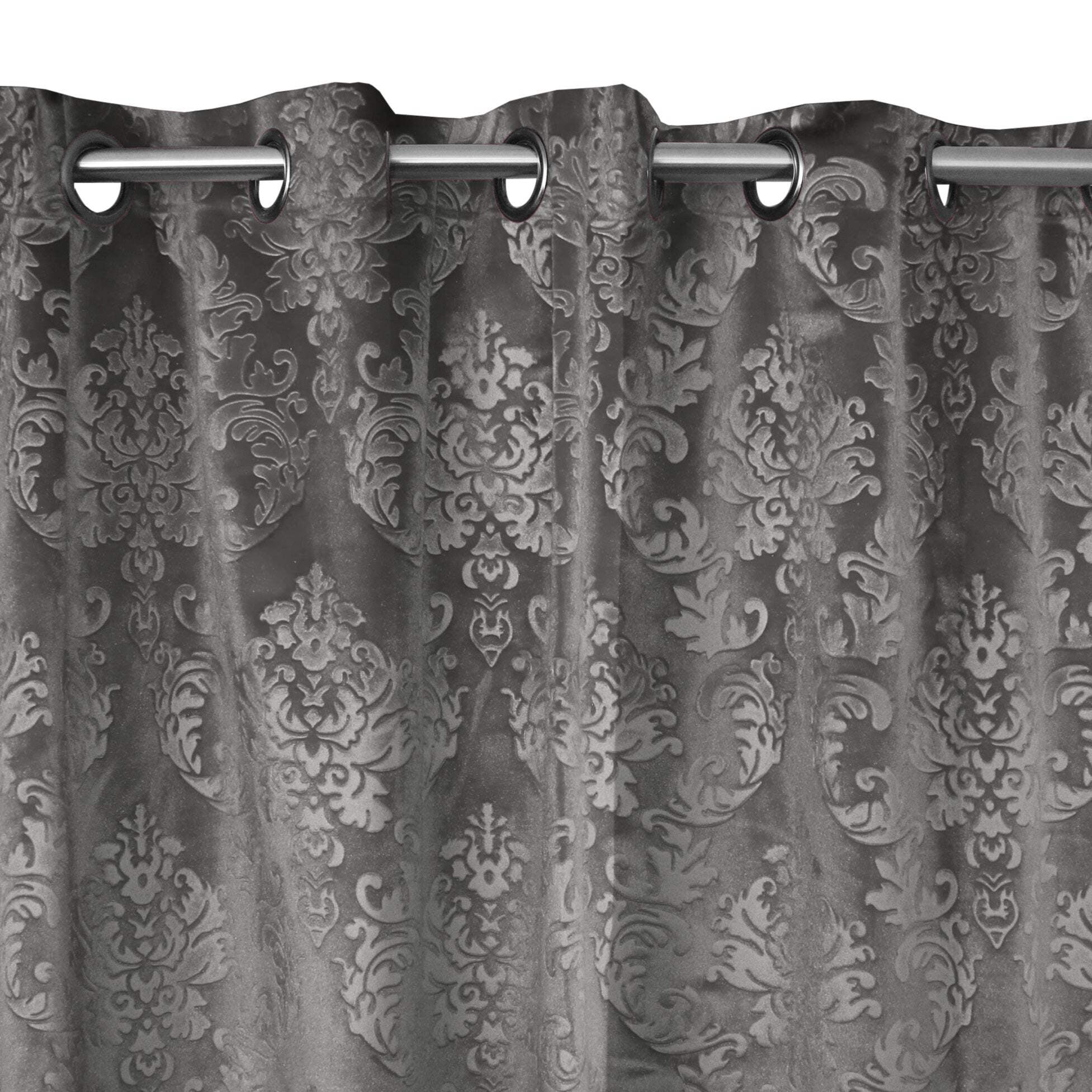 Grommet Curtain Velvet Embossed Damask Curtain Panel 54 Inch Wide ...