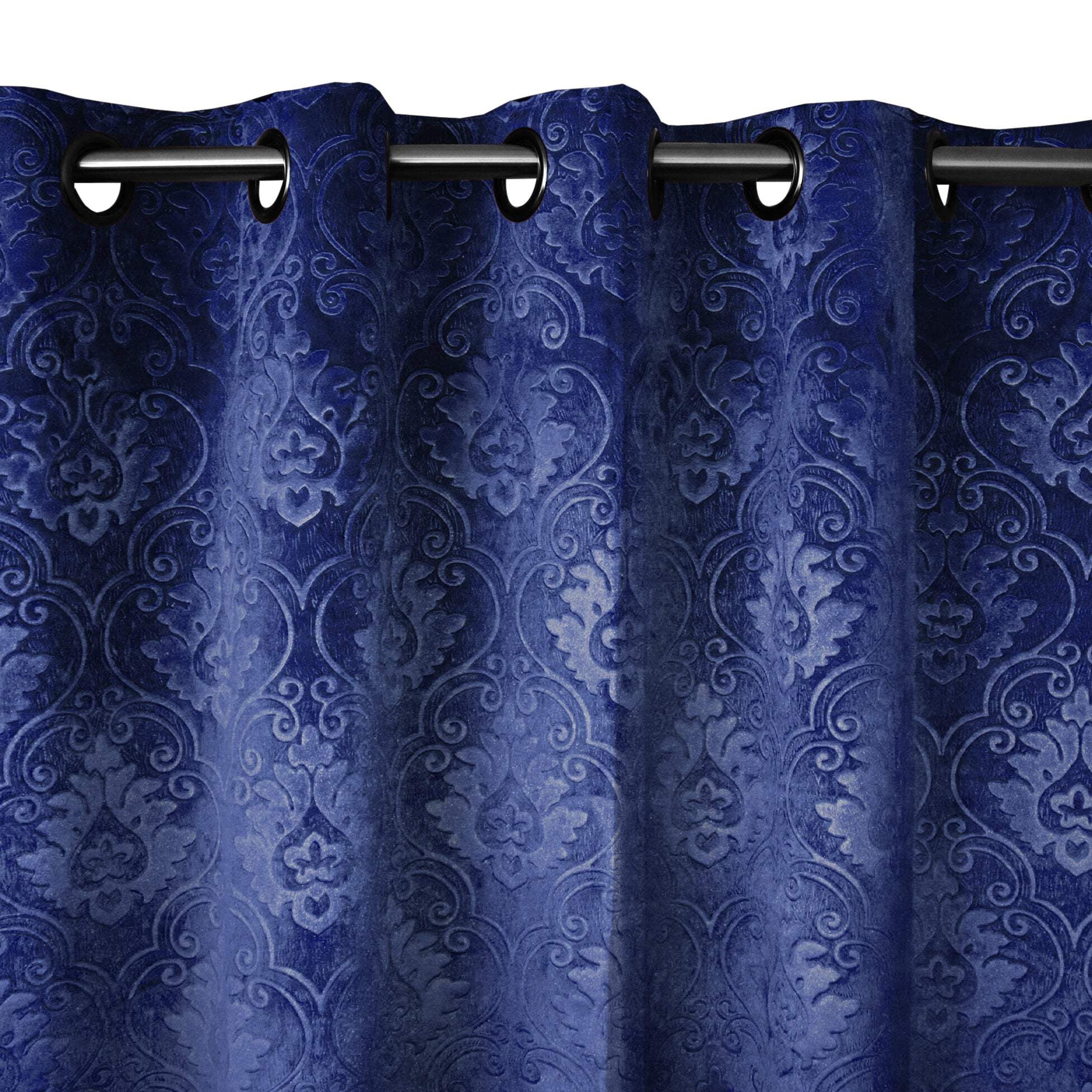 Grommet Curtain Velvet Embossed Victorian Damask Curtain Panel 54 Inch ...
