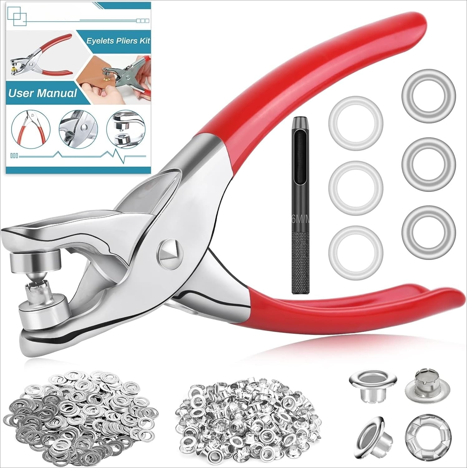Grommet Eyelet Pliers Kit, Grommet Tool Kit with Metal Eyelets with ...