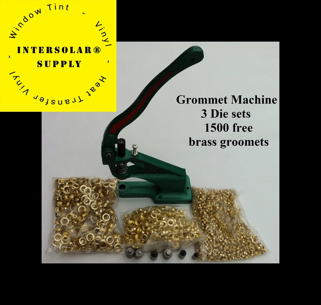 Grommet Machine 3 Die (#0 #2 #4) & 1500 Grommets Brass Eyelet Banner ...