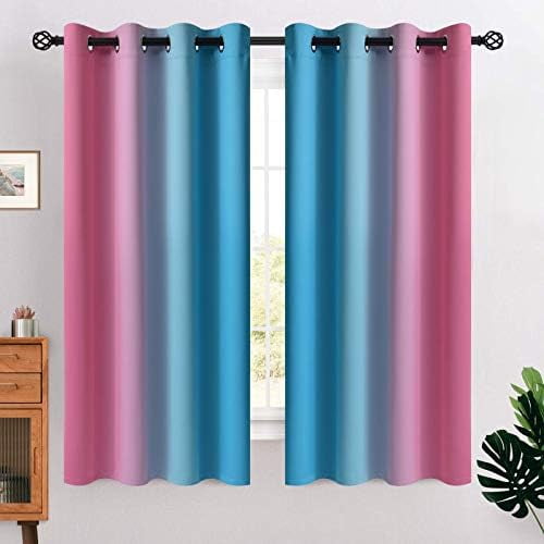 Grommet Ombre Room Darkening Curtains 63 inches Length for Kids/Girls ...