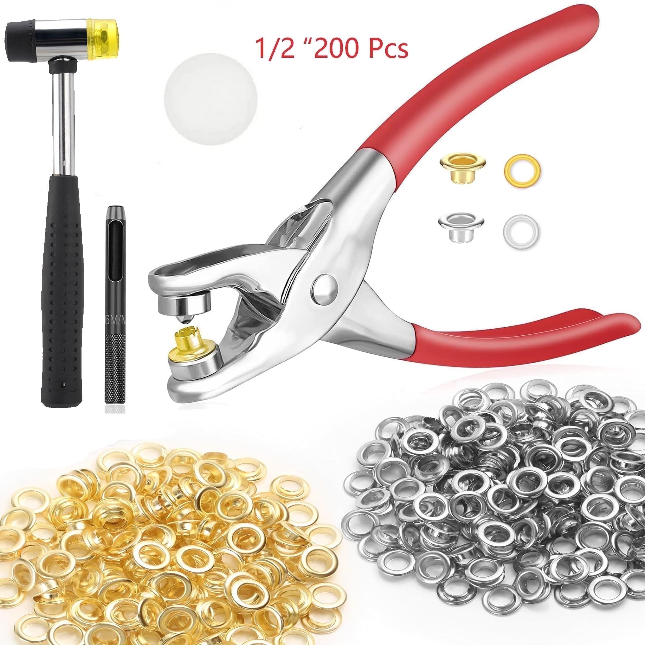 Grommet Tool Kit with Eyelet Pliers,204 Pcs 1/2 inch Grommet Eyelet ...