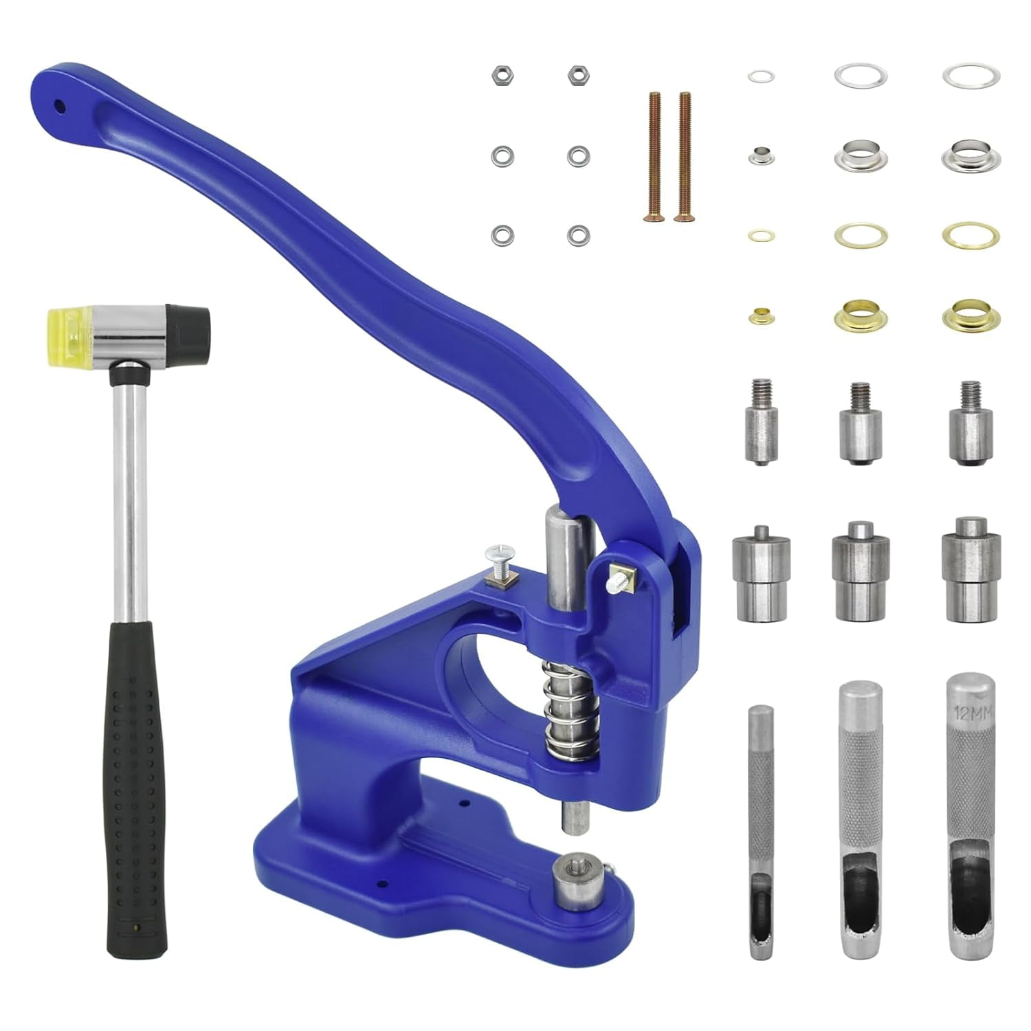 Grommet Tool Kit, Hand Press Grommet Machine with Punch Hole Tools ...
