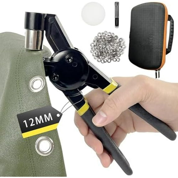 Grommet Tool Kit with Bag, 1/2 inch Handheld Eyelet Kit Manual Grommet ...