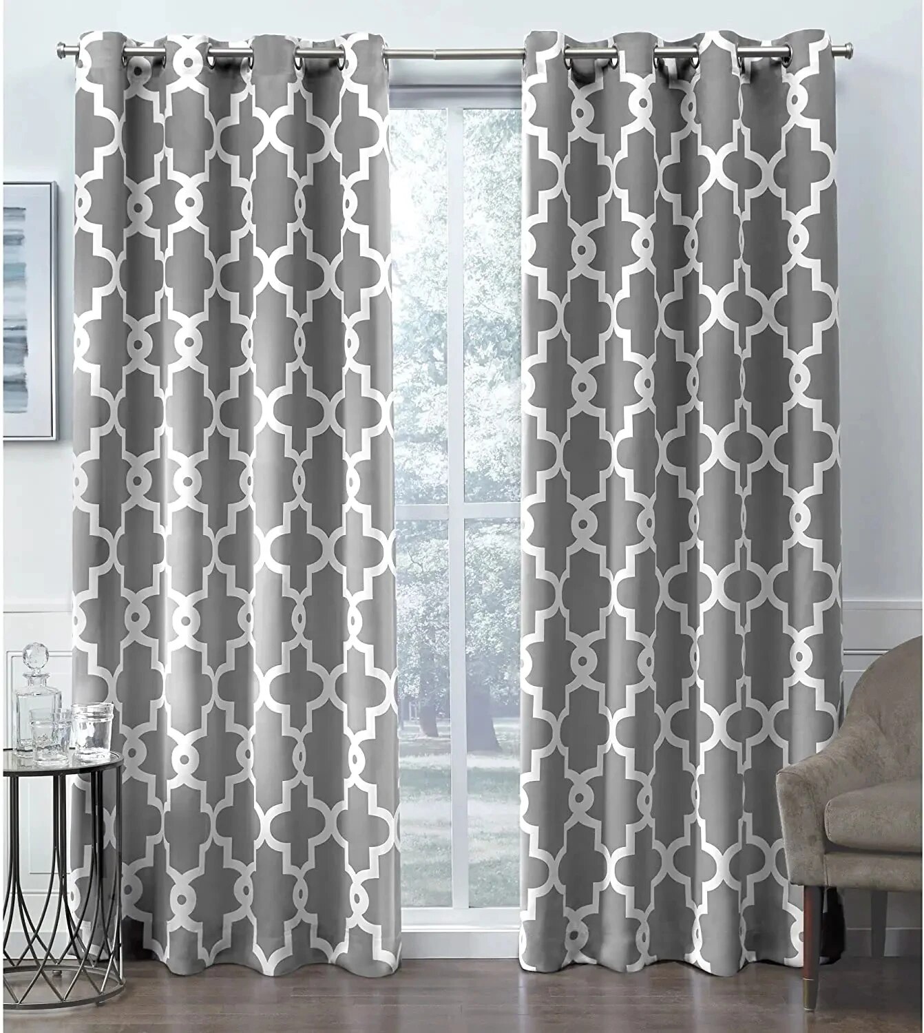Grommet Top Curtain Panel Pair Curtain Yellow Simple Gourd Shape for ...